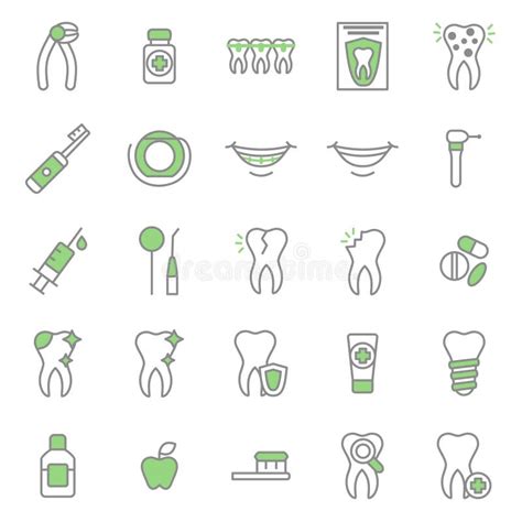 De Tandreeks Van Het De Lijnpictogram Van De Zorgtand Dunne Vector