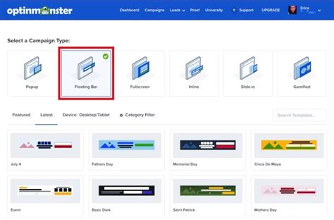 How To Create A Floating Bar Campaign With OptinMonster