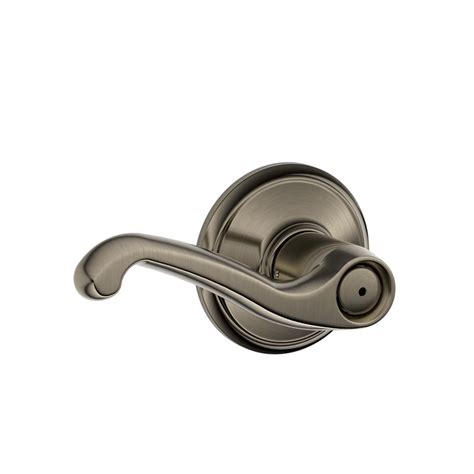 Shop Schlage Flair Antique Pewter Push Button Lock Privacy Door Lever At Lowes Com