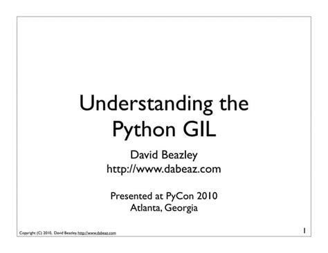 Understanding The Python Gil Pdf