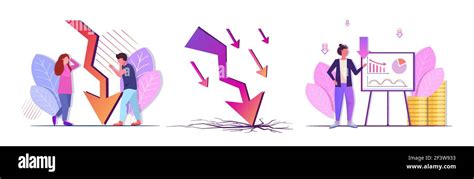 Businesspeople Frustrated About Downward Chart Economic Arrow Falling