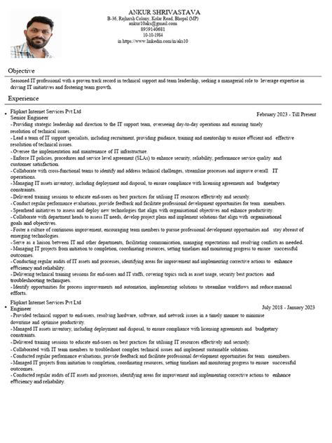 Ankur Shrivastava Cv Pdf Computer Network Operating System