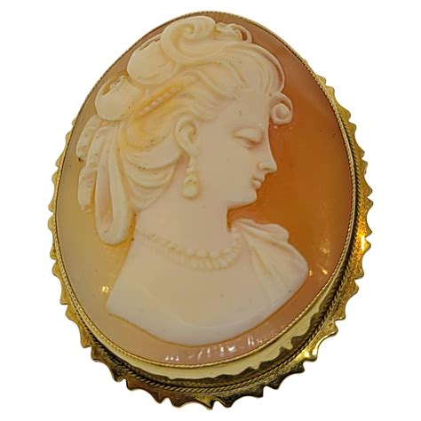 Shell Cameo Gold Pendant Brooch Pin For Sale At 1stdibs