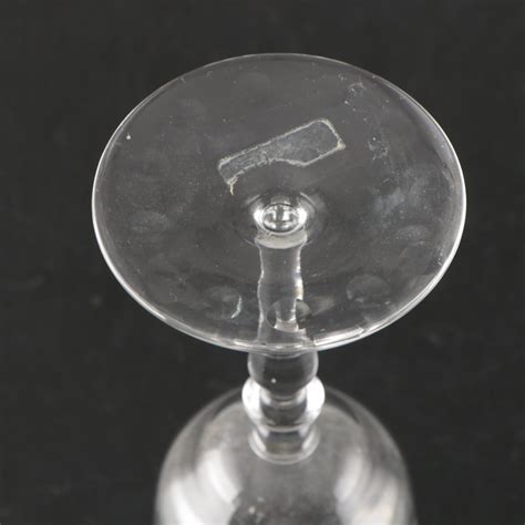 Art Deco Style Etched Glass Wine Glasses And Coupes Mid 20th Century