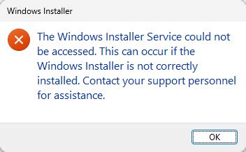 Windows Installer Service Missing Error The Windows Installer Service Could Not Be Accessed