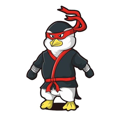 Premium Vector Cartoon Ninja Penguin Mascot Illustration