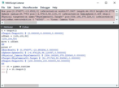 the scripting listener window