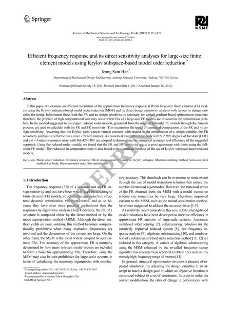 Pdf Efficient Frequency Response And Its Direct Sensitivity Analyses For Large Size Finite