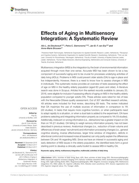 Pdf Effects Of Aging In Multisensory Integration A Systematic Review