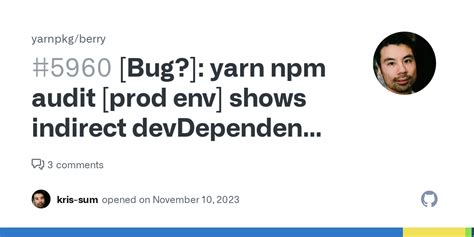 Bug Yarn Npm Audit Prod Env Shows Indirect DevDependency When
