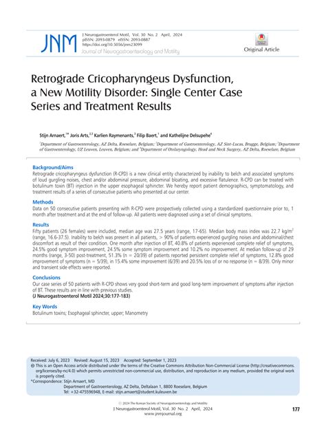 Pdf Retrograde Cricopharyngeus Dysfunction A New Motility Disorder