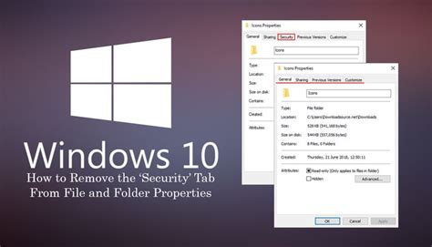 how to remove the security tab from folder and file properties on