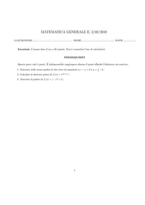 Esame Matematica 2 2 10 Docsity