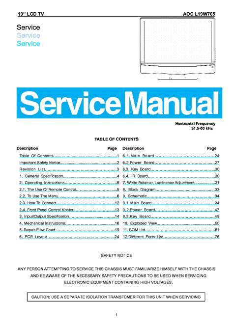 AOC L W LCD TV Service Manual Download Schematics Eeprom Repair Info For Electronics Experts