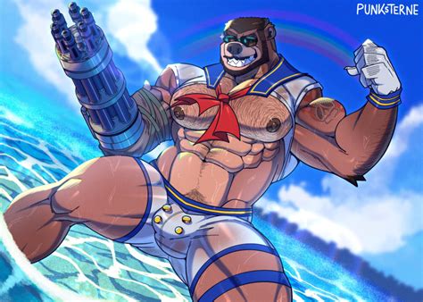 Rule 34 Abs Alternate Species Anthro Bara Barazoku Barret Wallace Beach Bear Big Pecs Bikini
