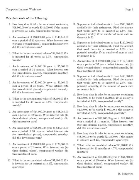 52 Compound Interst Worksheet Over A Period Of 43 Quarters What Interest Rate To Three