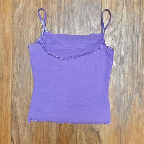 Gorgeous Purple Mesh Cami Top With Mesh Overlay And Depop