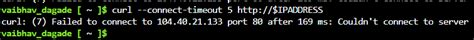 curl 7 failed to connect to 104 40 21 133 port 80 after 170 ms