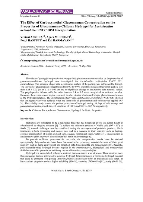 Pdf The Effect Of Carboxymethyl Glucomannan Concentration On The Properties Of Glucomannan