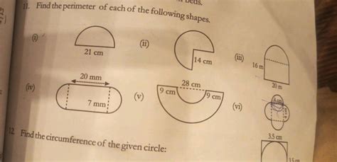 Find The Perimeter Of Each Of The Following Shapes Filo