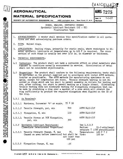 Sae Ams 7275 2002 Sae Ams7275 2002 Rings Sealing Synthetic Rubber