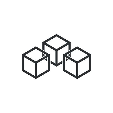 Blockchain Technology Vector Icon In Flat Style Cryptography Cube Block Illustration