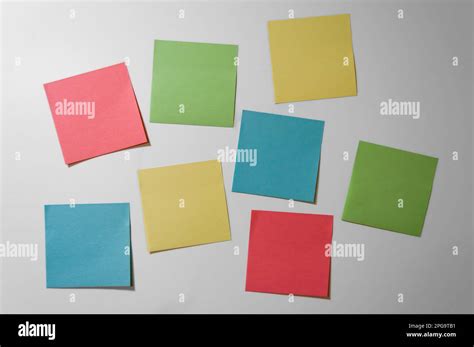 Collection Of Colorful Empty Sticky Notes On White Background Blank
