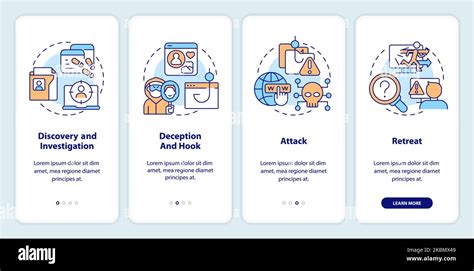 Phases Of Social Engineering Attacks Onboarding Mobile App Screen Stock
