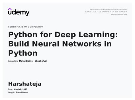 Deeplearning Python Neuralnetworks Machinelearning Ai Udemy