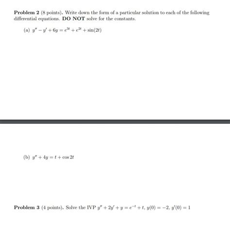 solved problem 2 8 points write down the form of a
