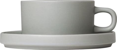 Blomus Kopjes En Schotel Pilare Mirage Grey 170 Ml 2 Stuks Bol
