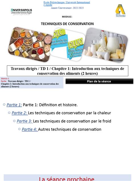 Td1 Chapitre 1 Introduction Aux Techniques De Conservation Des