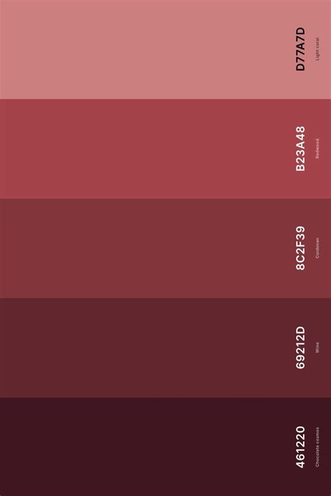 27 Muted Red Color Palette Color Palette With Chocolate Cosmos Hex