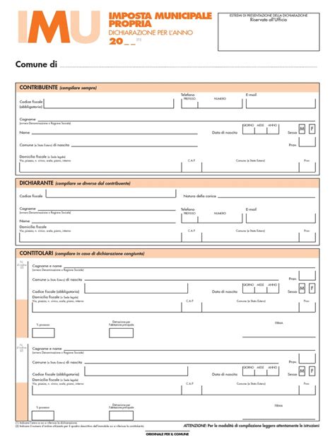 Dichiarazione Imu Modello Classico Pdf