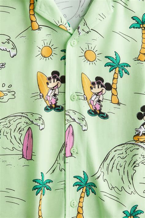 Košile Resort S Potiskem Světle Zelenámyšák Mickey DĚti Handm Cz