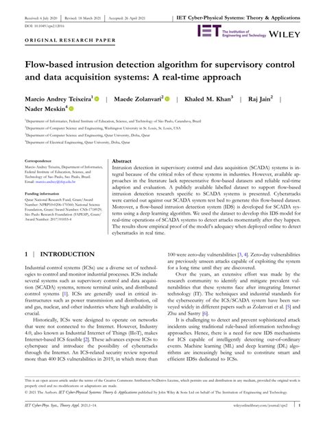 pdf flow‐based intrusion detection algorithm for supervisory control