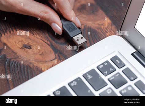 Image Of A Usb Cable Plugged Into A Laptop Port The Concept Of Modern Ultra Fast Ways Of