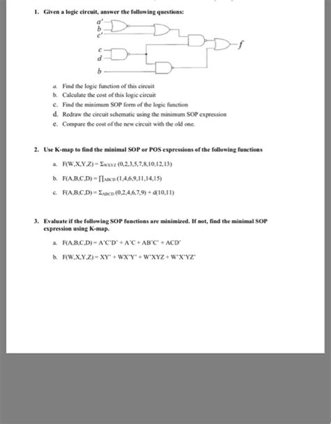 solved 1 given a logie circuit answer the following