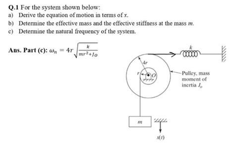 Solved Q For The System Shown Below A Derive The Chegg