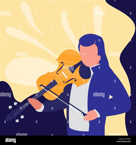 Violinist Playing Fiddler Character Vector Illustration Design Stock