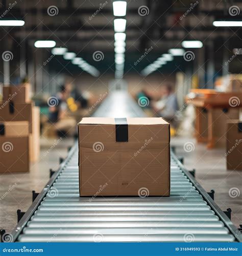 Morning Warehouse Workflow Boxes Move Along Conveyor Belt During Work