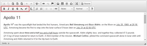 Basic Text Styles CKEditor 4 Documentation