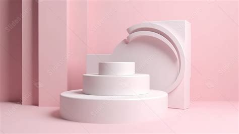 무료 분홍색에 대한 흰색 연단의 3d 렌더링 Ppt 배경 Slidesdocs