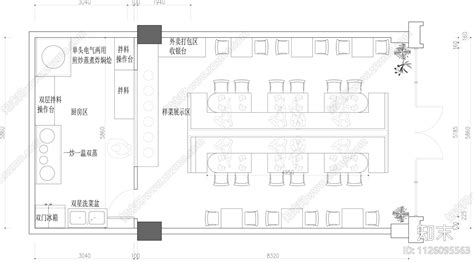 粉面馆快餐餐饮cad平面施工图下载【id1126095563】知末案例馆