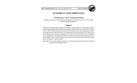 Pdf Outliers In Time Series Data