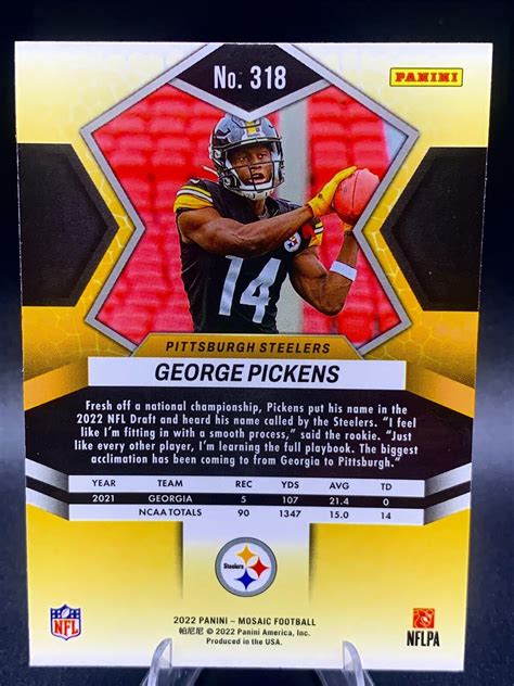 Mavin 2022 Panini Mosaic George Pickens Rookie Rc Base 318 Steelers