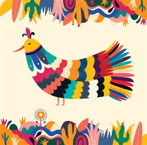Colorful Mexican Illustration Stock Vector Illustration Of Mexico Framed