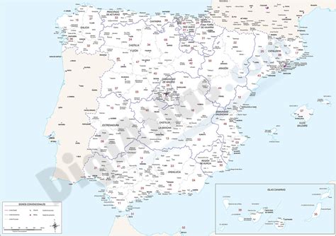 Map Of Spain With Postal Codes Centroids