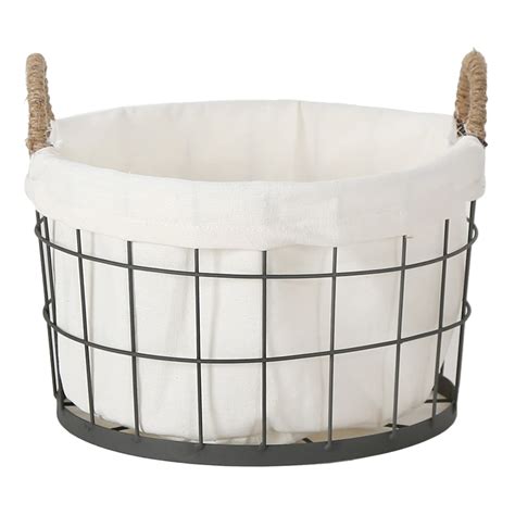 Lined Round Wire Storage Basket Small