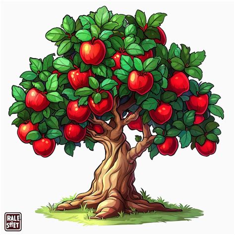 Premium Photo Cartoon Apple Tree Isolated On A White Background Apple